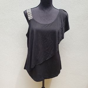 Belldini | Tops | Belldini Black Jeweled Shoulder Dress Up Blouse ...